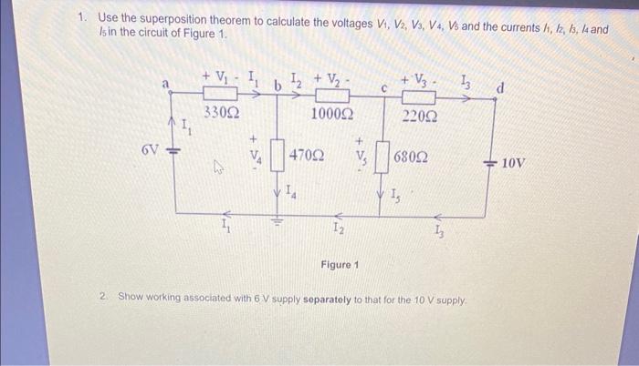 Solved 1. Use the superposition theorem to calculate the | Chegg.com