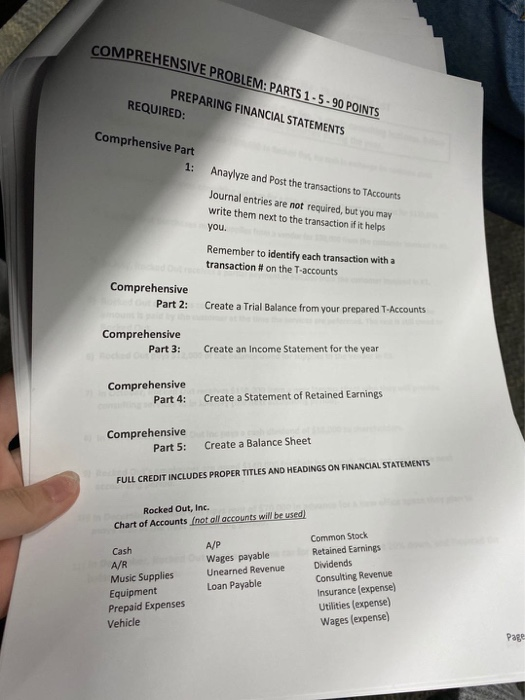Solved COMPREHENSIVE PROBLEM: PARTS 1 - 5 - 90 POINTS | Chegg.com