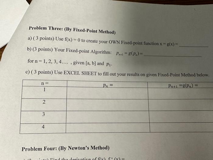 Solved Problem Three By Fixed Point Method A 3 Points 1307