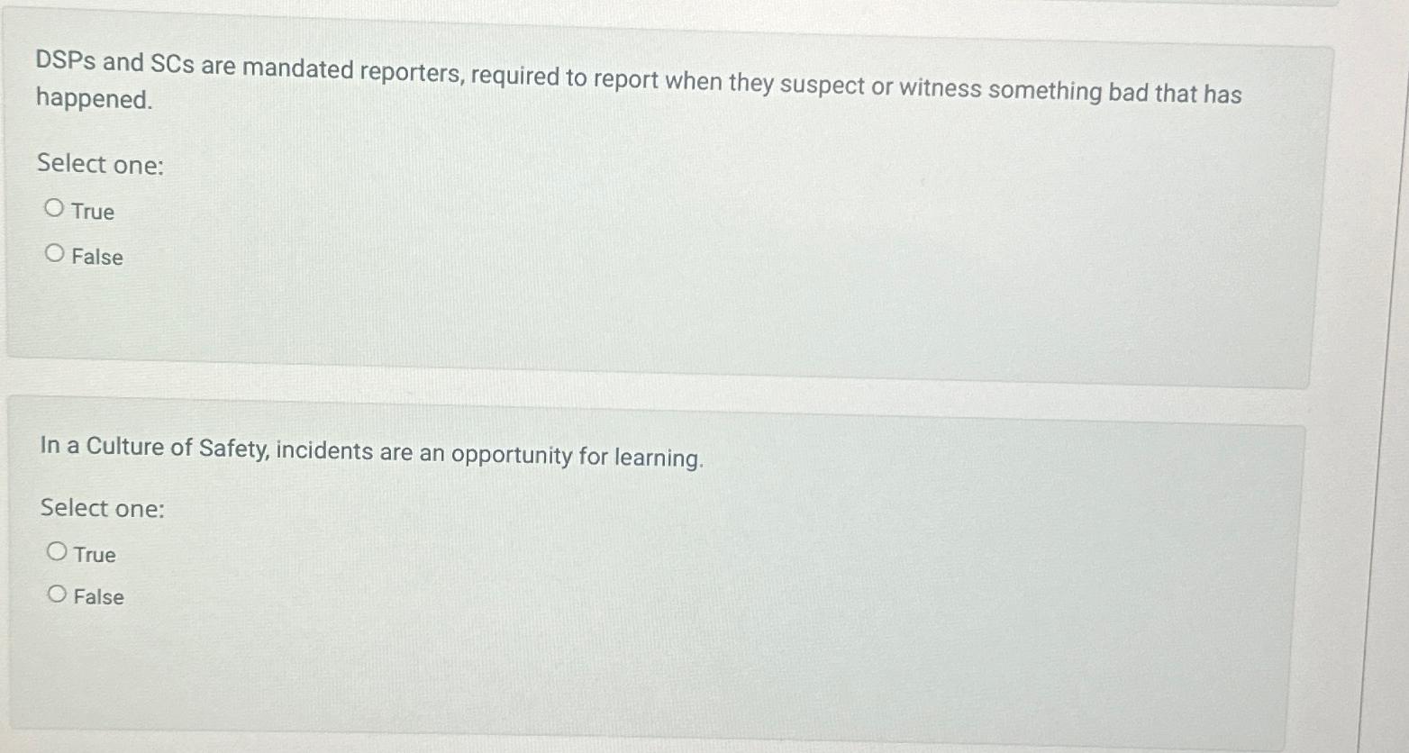 Solved DSPs and SCs are mandated reporters, required to | Chegg.com