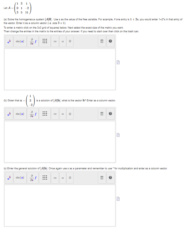 Solved Let A=([1,3,1],[0,1,-2],[3,5,11])(a) ﻿Solve the | Chegg.com