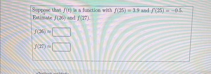 Solved Suppose that f(t) is a function with f(25)=3.9 and | Chegg.com