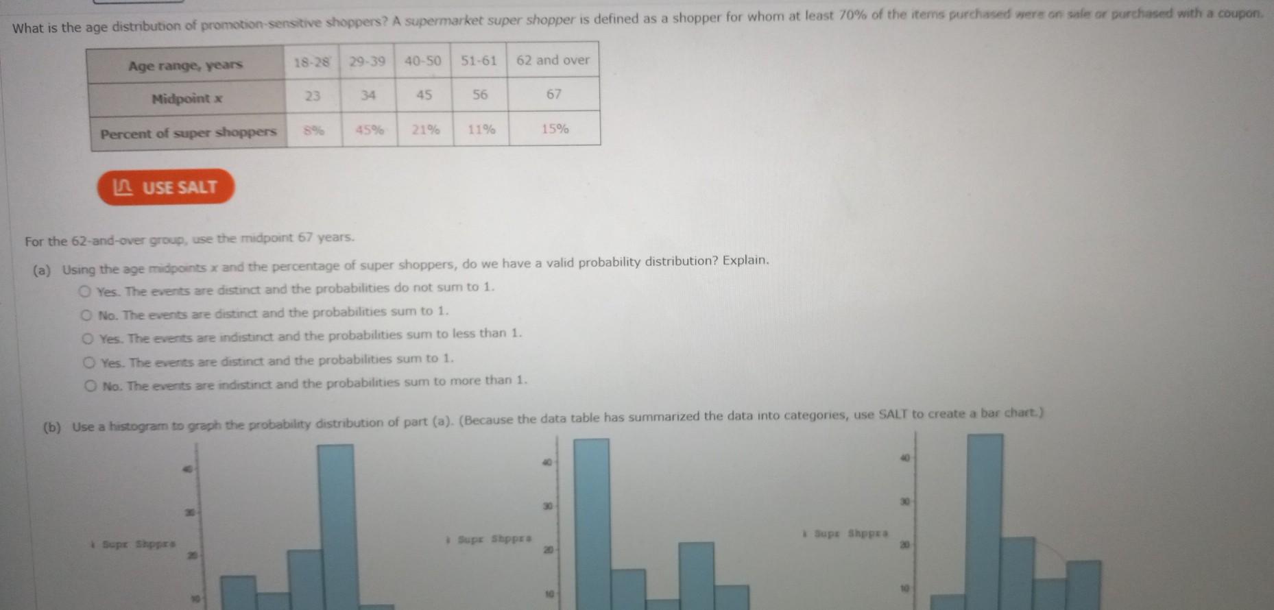Solved For the 62 -and-over group, use the midpoint 67 | Chegg.com