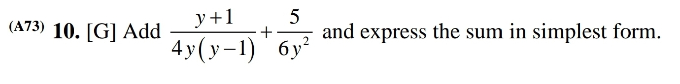 Solved Add y+14y(y-1)+56y2 ﻿and express the sum in simplest | Chegg.com