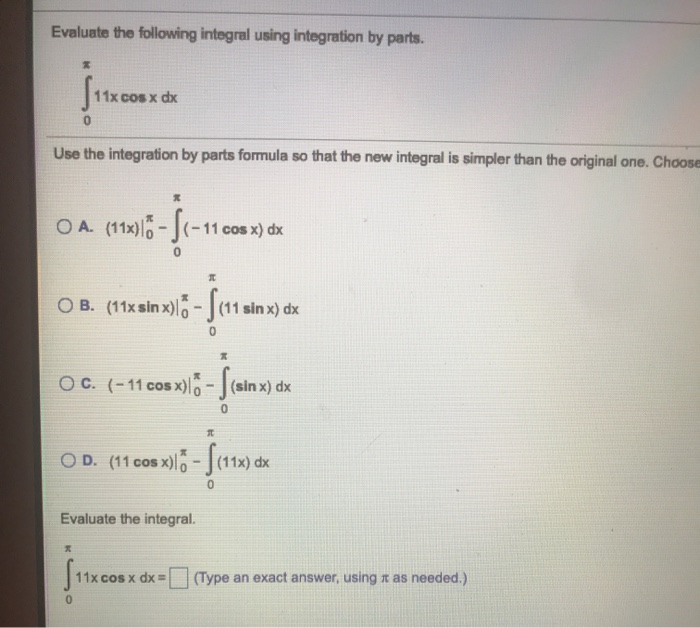 Solved Evaluate the following integral using integration by | Chegg.com