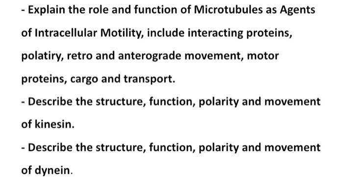 Explain The Role And Function Of Microtubules As 9568