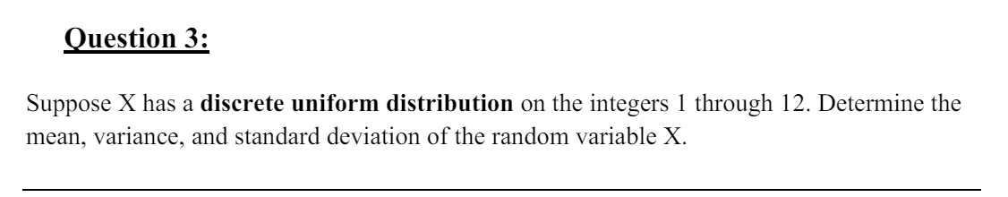 Solved Question 3:Suppose x ﻿has a discrete uniform | Chegg.com
