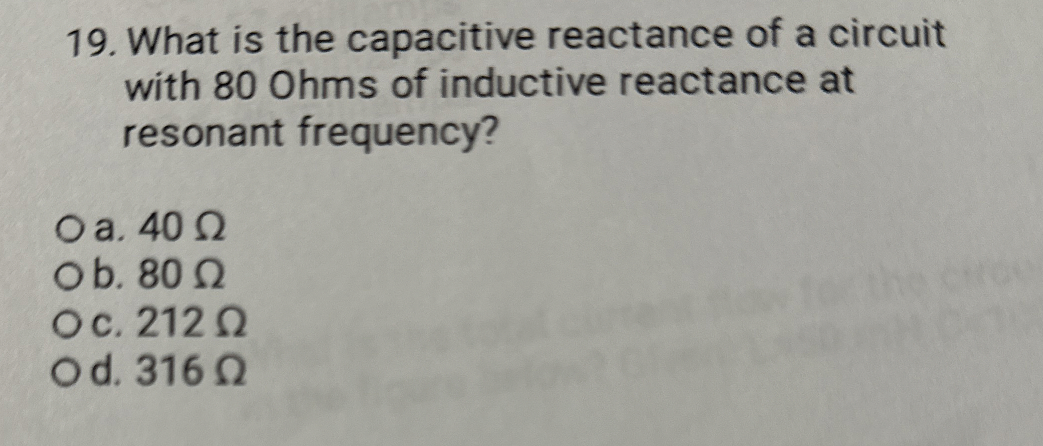 Solved What is the capacitive reactance of a circuit with 80 | Chegg.com