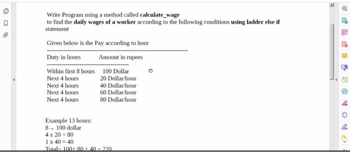 Solved Write Program using a method called calculate_wage to | Chegg.com
