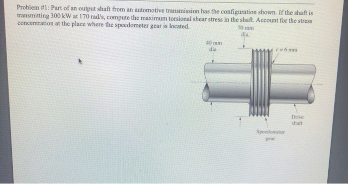 Solved Problem #1: Part of an output shaft from an | Chegg.com