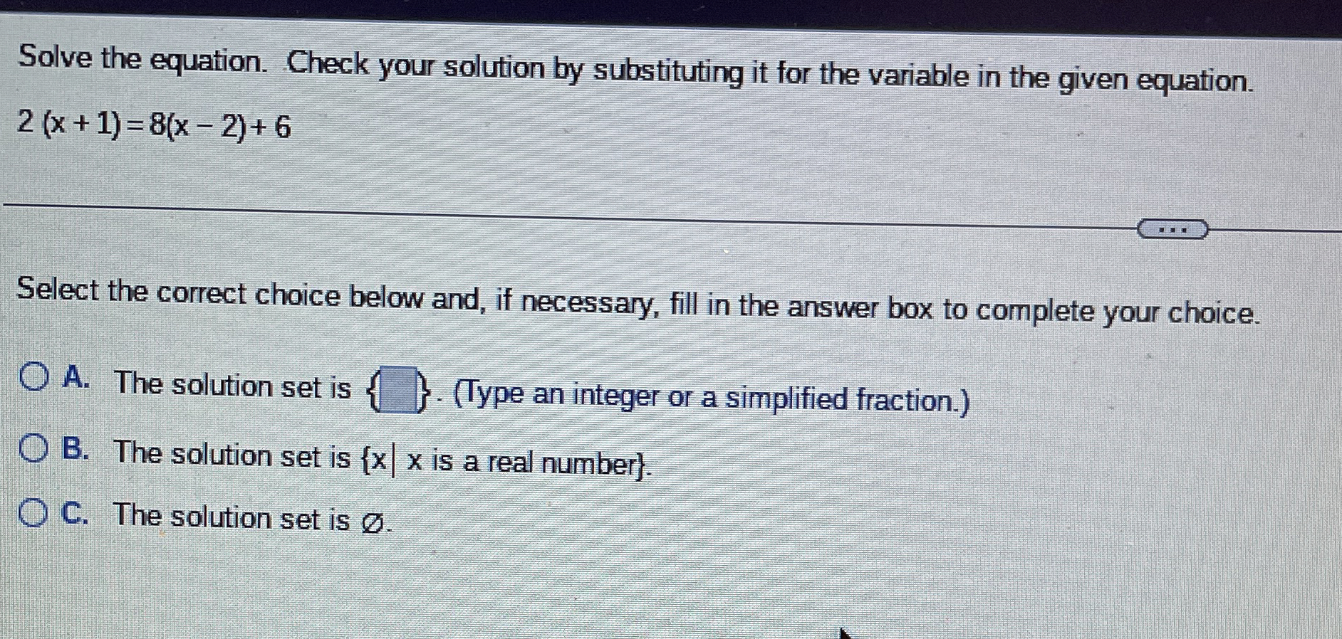 Solved Solve the equation. Check your solution by | Chegg.com