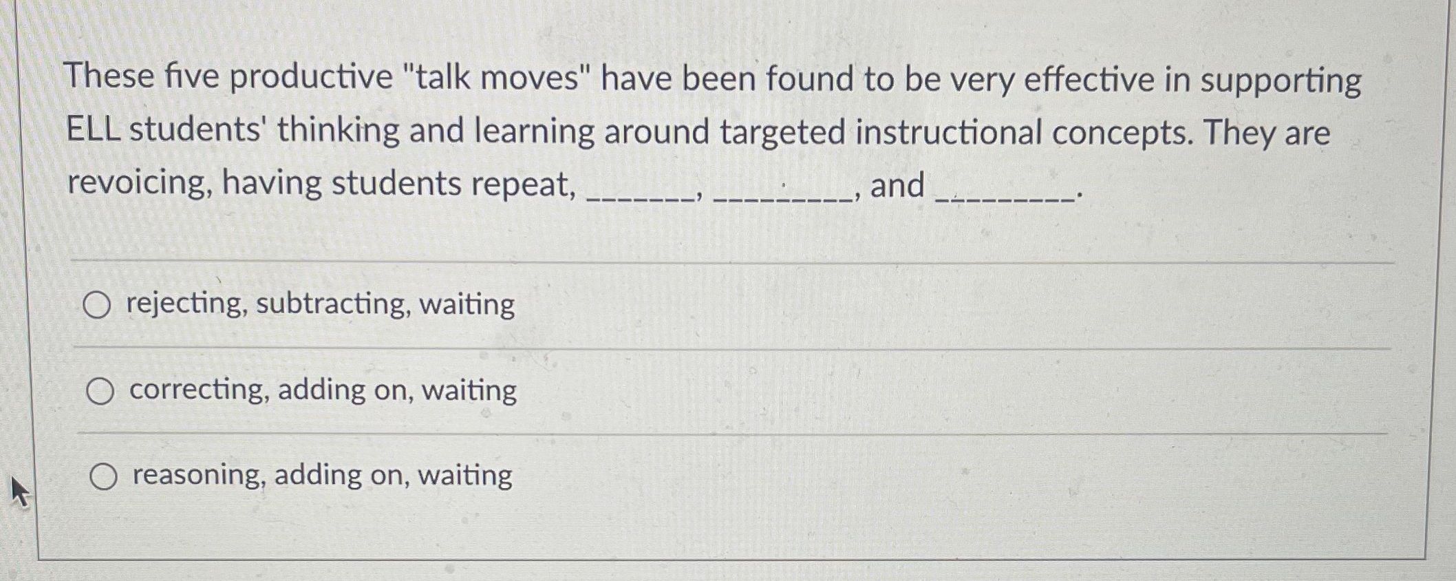 Solved These five productive "talk moves" have been found to | Chegg.com