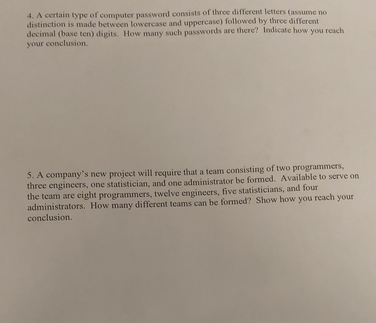 Solved 4. A certain type of computer password consists of | Chegg.com