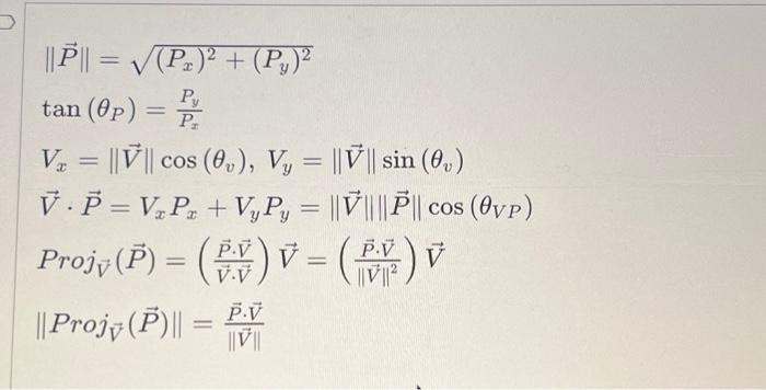Solved P √ Px ² Py ² Py Tan 0p Pr Vx V