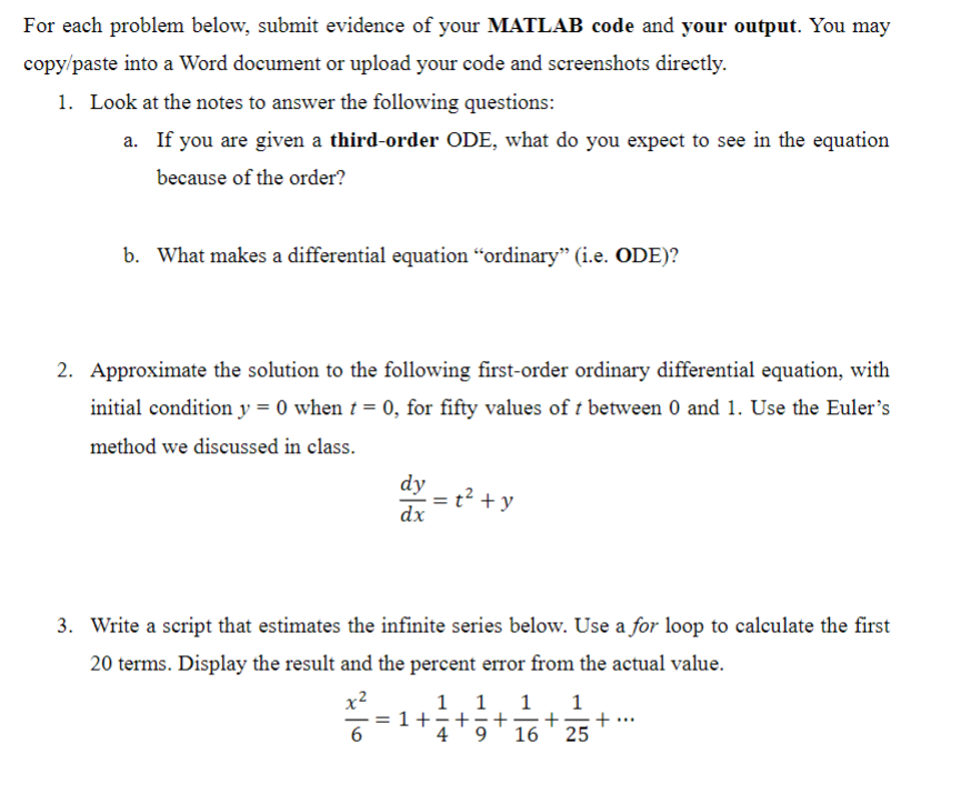 Solved Could you do it in Matlab please?For each problem | Chegg.com