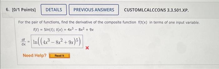Solved For the pair of functions, find the derivative of the | Chegg.com