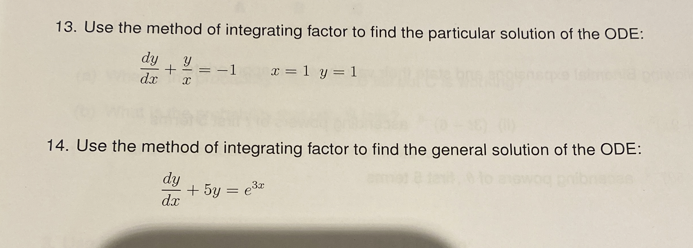 Solved Use the method of integrating factor to find the | Chegg.com