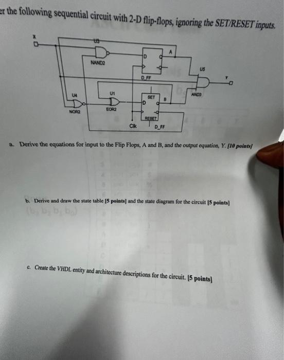 Solved or the following sequential circuit with 2-D | Chegg.com