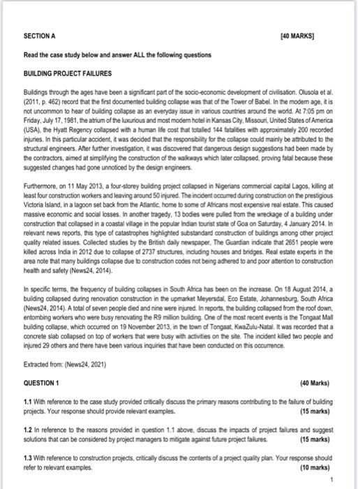 Solved SECTION A [40 MARKS] Read the case study below and | Chegg.com