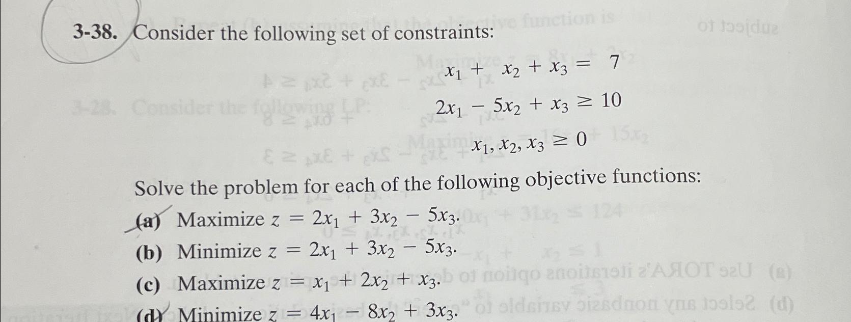 Solved 3-38. ﻿Consider the following set of | Chegg.com