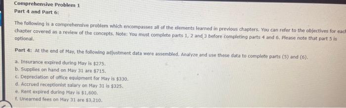 The following is a comprehensive problem which | Chegg.com
