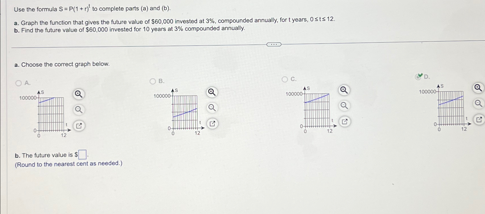 Solved Use the formula S=P(1+r)t ﻿to complete parts (a) ﻿and | Chegg.com
