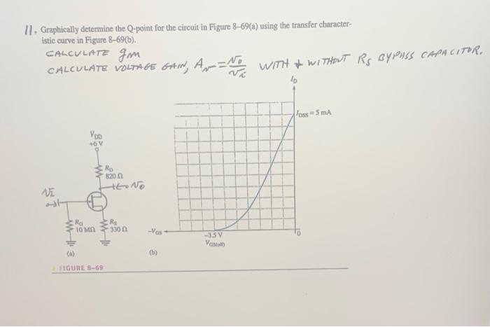 Solved 11. Graphically determine the Q-point for the circuit | Chegg.com