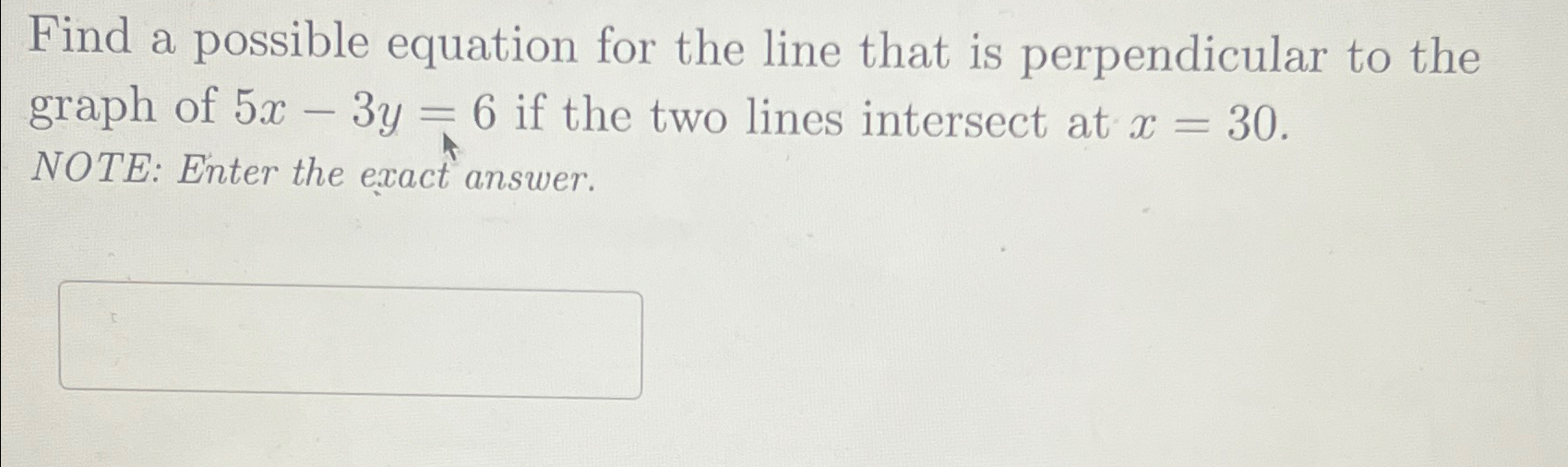 Solved Find a possible equation for the line that is | Chegg.com