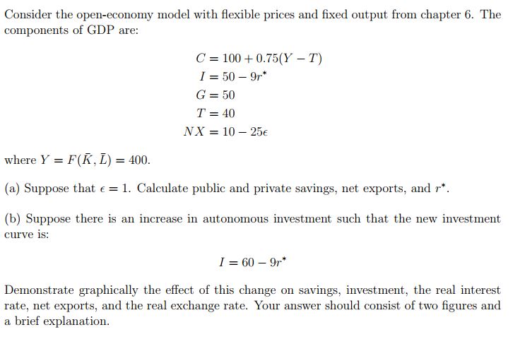 Solved Consider the open-economy model with flexible prices | Chegg.com