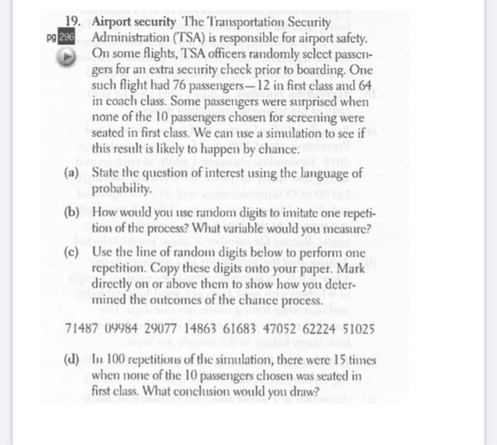 Solved 19. Airport security The Transportation Security 296 | Chegg.com