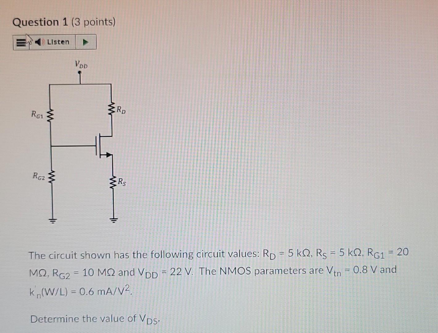 Solved The circuit shown has the following circuit values: | Chegg.com