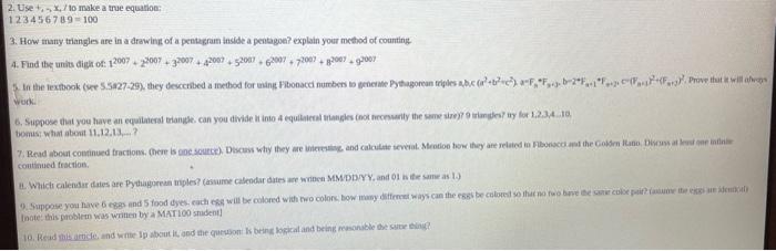 2. Use t,−x, to make a true equation; 123456789=100 | Chegg.com