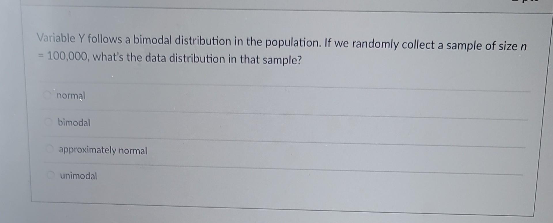 Variable Y follows a bimodal distribution in the | Chegg.com
