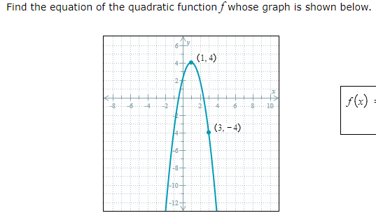 Solved Find the equation of the quadratic function f ﻿whose | Chegg.com