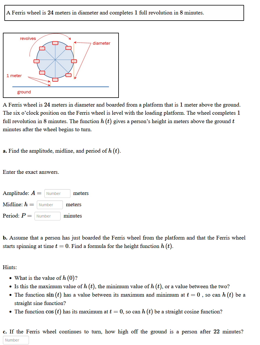 A Ferris wheel is 24 ﻿meters in diameter and | Chegg.com