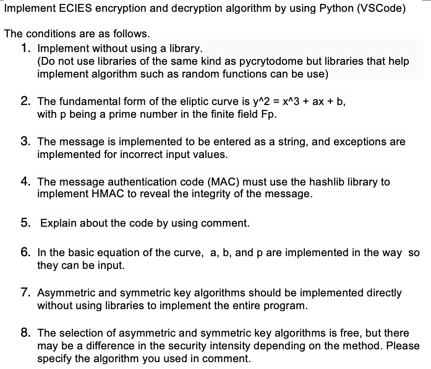 Solved Using Vs Code And Python Implement Ecies 8891