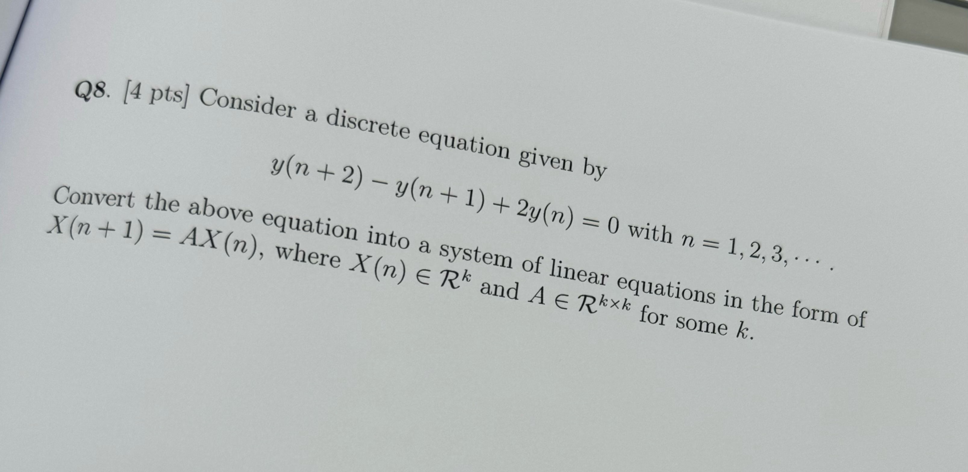 Solved Q8. [4 ﻿pts] ﻿Consider a discrete equation given | Chegg.com