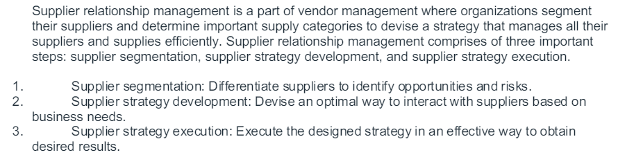 Solved Supplier relationship management is a part of vendor | Chegg.com