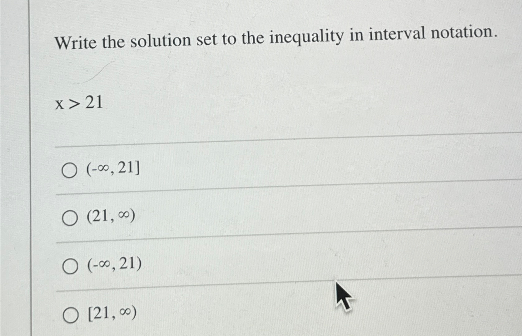 Solved Write the solution set to the inequality in interval | Chegg.com