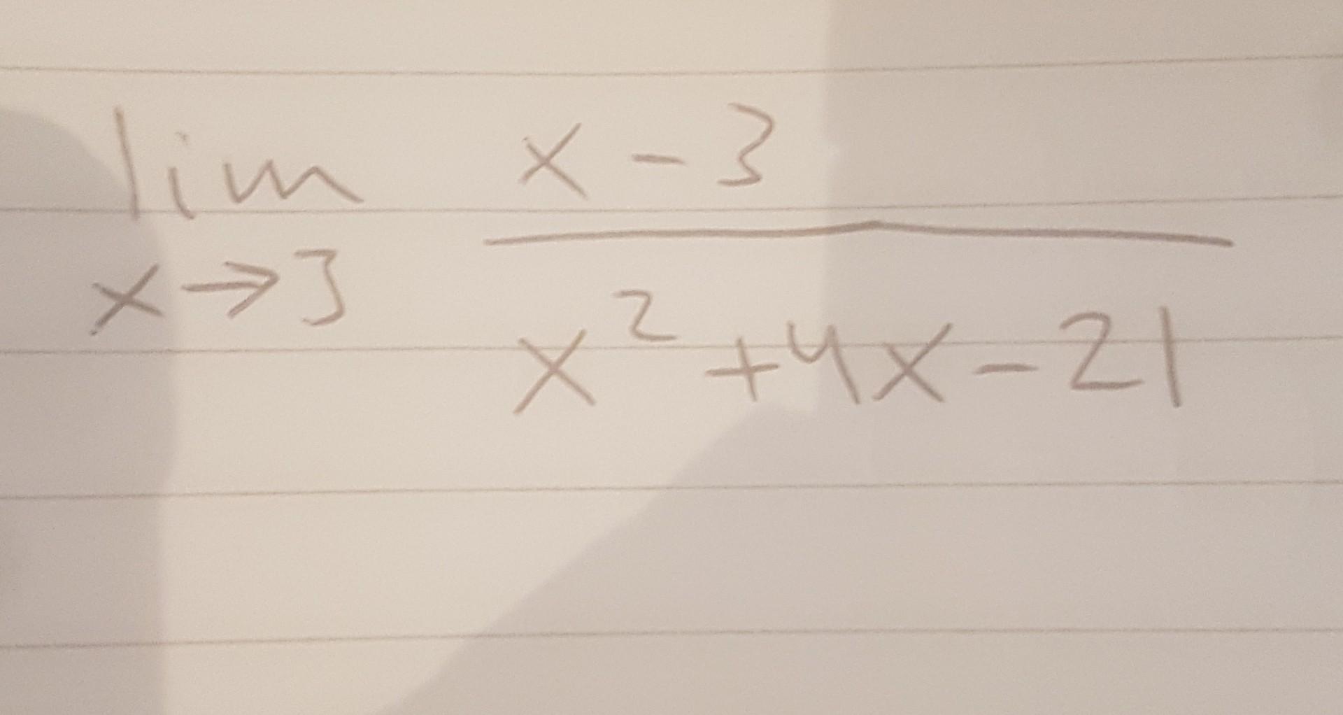 Solved limx→3x2+4x−21x−3 | Chegg.com