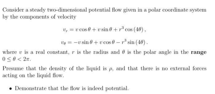 Solved Consider a steady two-dimensional potential flow | Chegg.com
