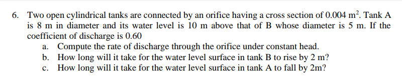 Solved Two open cylindrical tanks are connected by an | Chegg.com