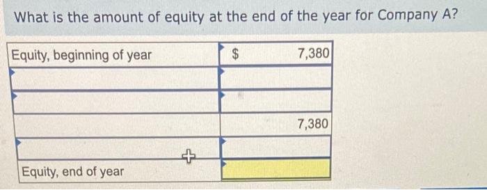 Solved What is the amountof equity at the end of the year | Chegg.com