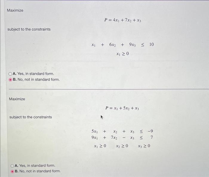 Solved Maximize P=4x1+7x2+x3 subject to the constraints | Chegg.com