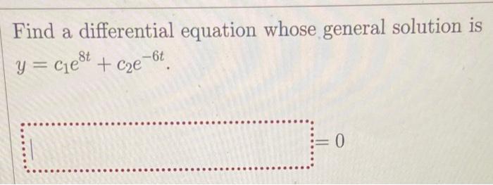 Solved Find a differential equation whose general solution | Chegg.com