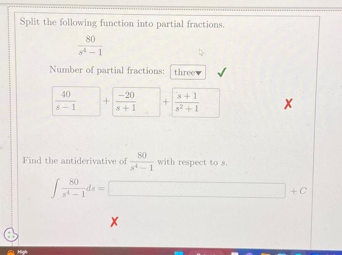 Solved @ Split the following function into partial | Chegg.com