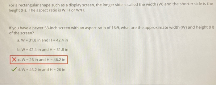 Solved For a rectangular shape such as a display screen, the | Chegg.com