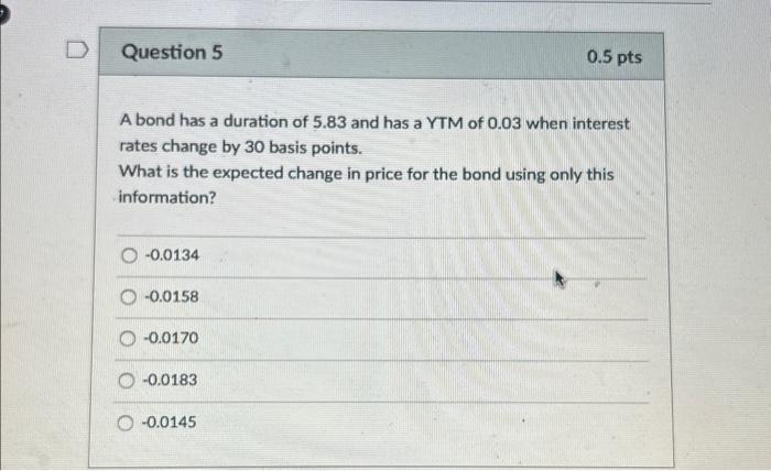 Solved A bond is priced at 817 and has a YTM of 0.045 when | Chegg.com