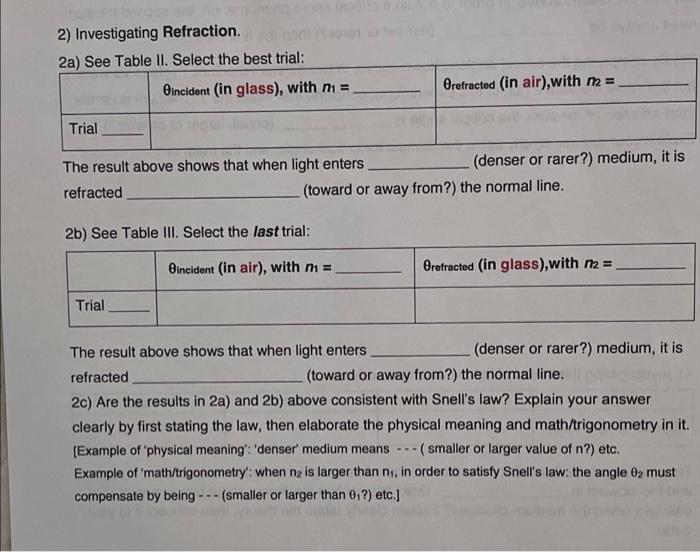 Solved Data & Calculation for Exp. 8 Reflection and | Chegg.com