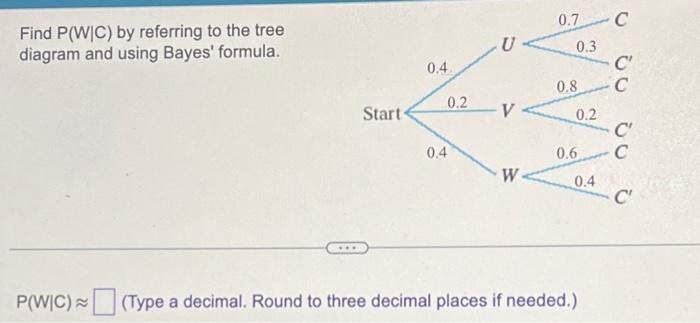 Solved Find P(W∣C) by referring to the tree diagram and | Chegg.com